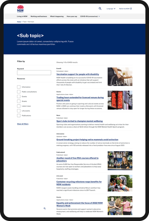 NSW Gov — React development to create taxonomy term landing pages | Drupal.org